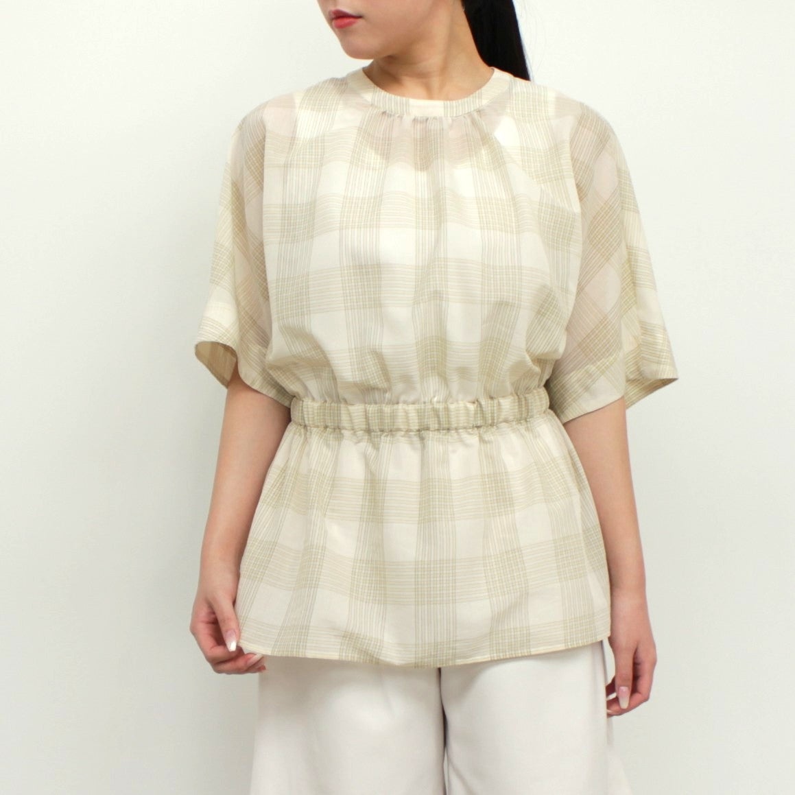 No.W041 SHEER PEPLUM GATHERED BLOUSE – The Industry Works